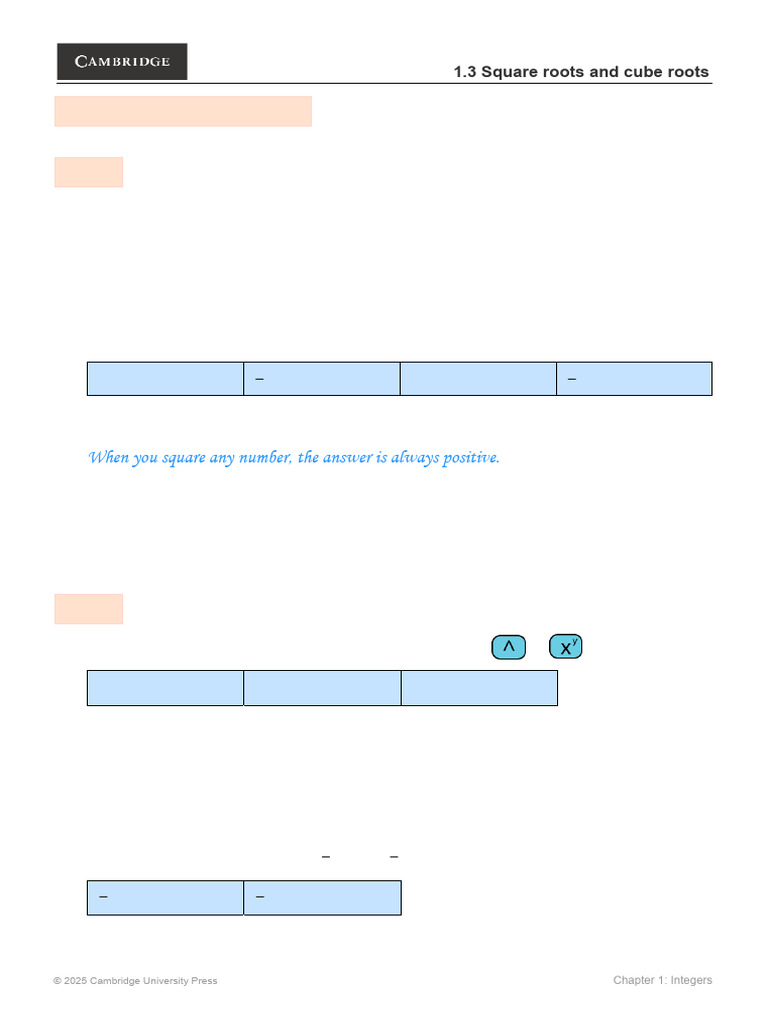 Square and Cube Roots of Integers | PDF