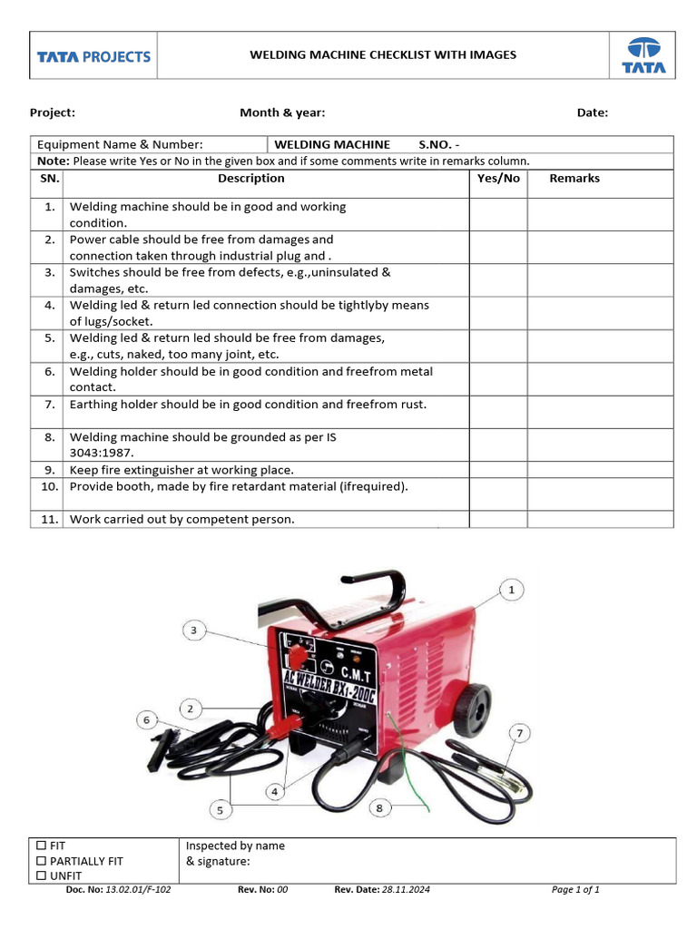 Welding Machine Safety Checklist | PDF | Chess Theory | Chess