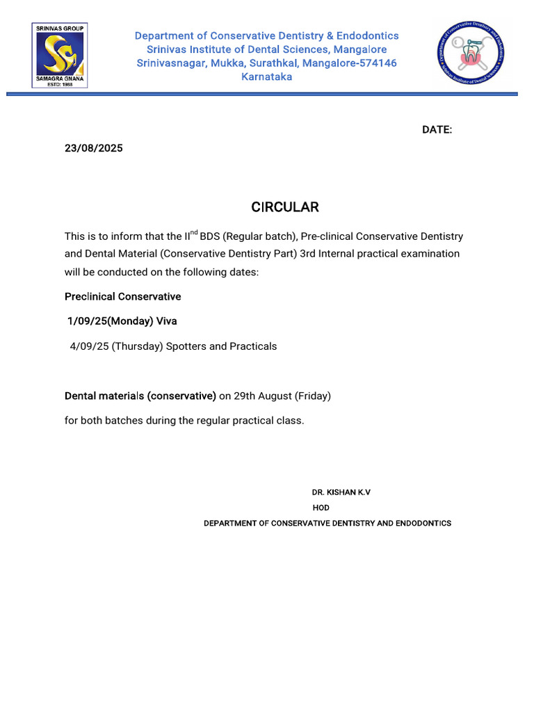 2nd Year - Preclinical Sessional Circular | PDF