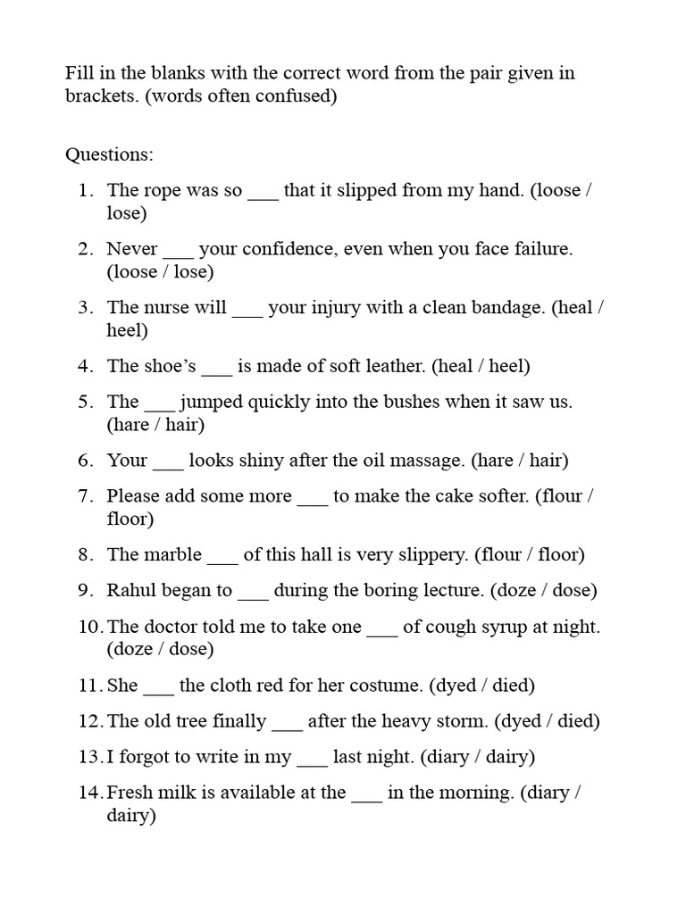 Words Often Confused 2 | PDF