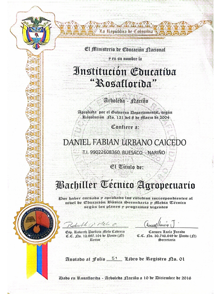 Diploma Daniel Urbano Pdf