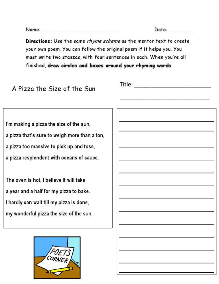 Rhyme Scheme Poetry Worksheet | PDF