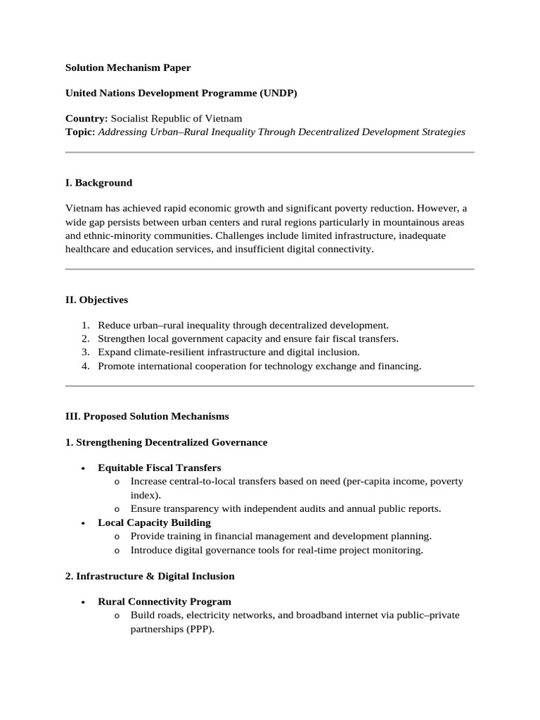Solution Mechanism Paper | PDF | Infrastructure | Poverty
