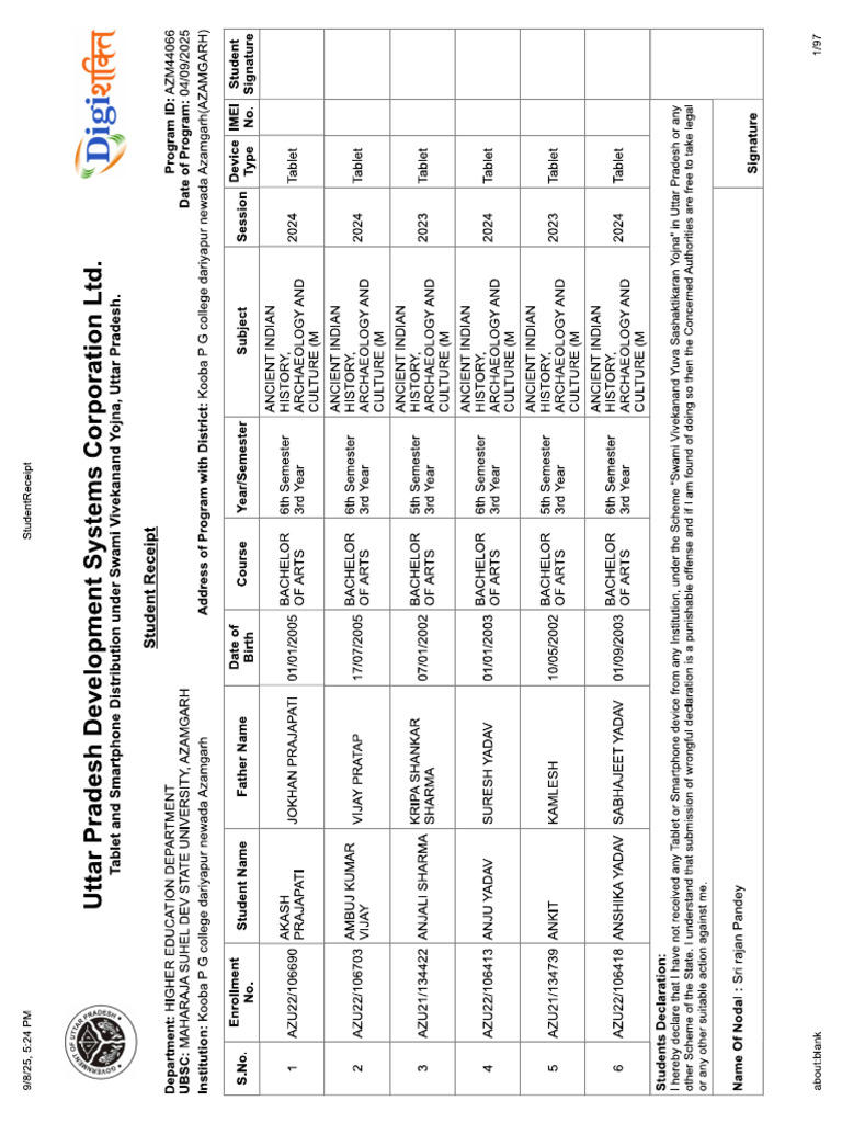 Tablet Receiving Detail | PDF