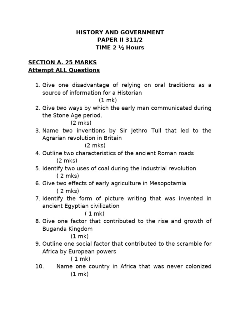 History and Government Exam Paper 311/2 | PDF | Apartheid | Atlantic ...