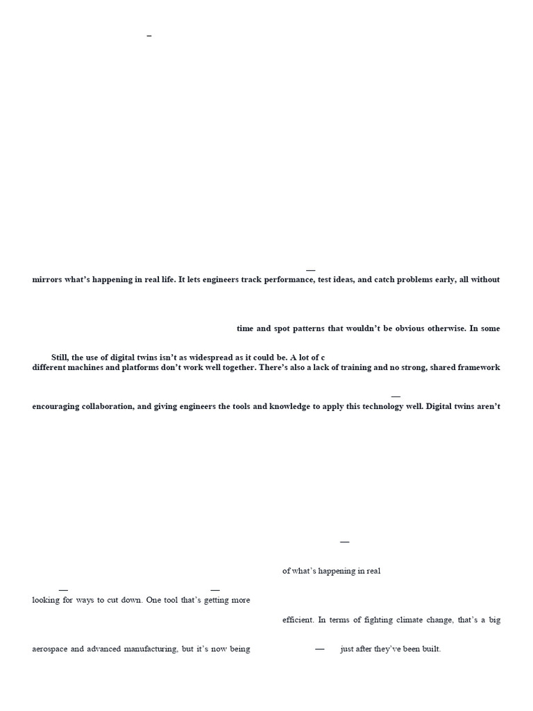 Digital Twins in Mechanical Engineering, and A Brief Overview On ...