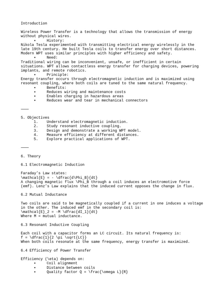 Wireless Power Transfer: Principles & Applications | PDF ...