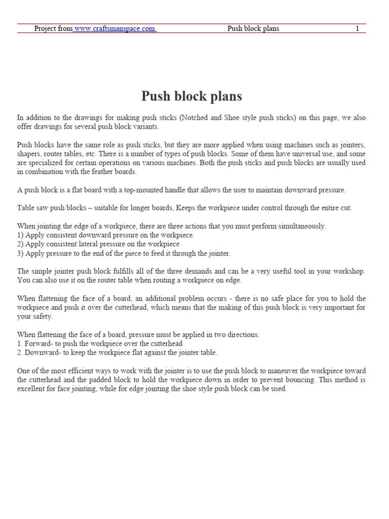 Free Push Block Plans for Woodworking | PDF | Woodworking ...
