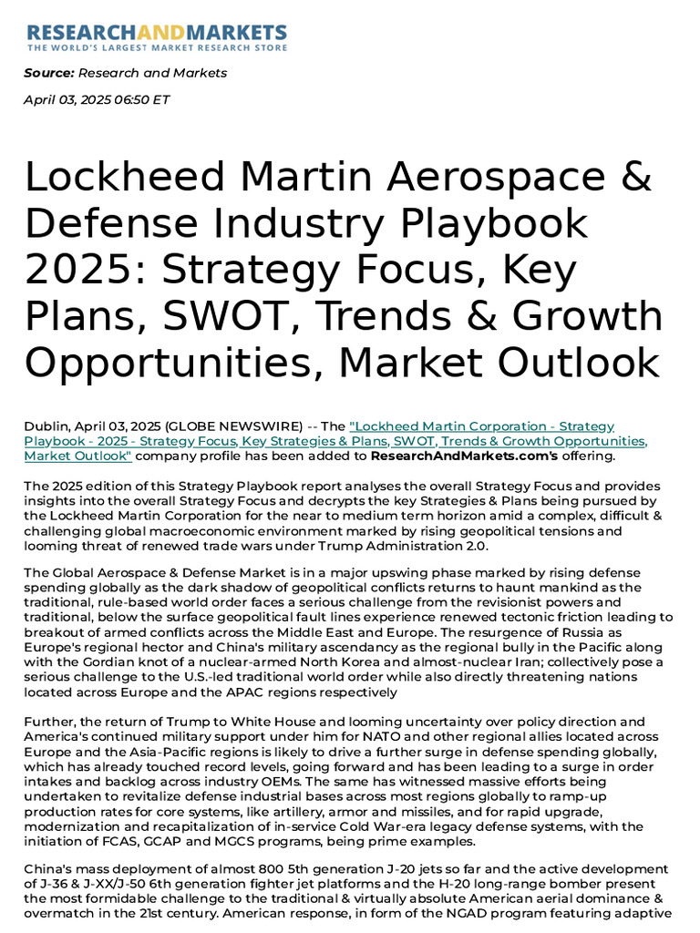 Lockheed Martin Aerospace Defense Industry | PDF | Research And ...