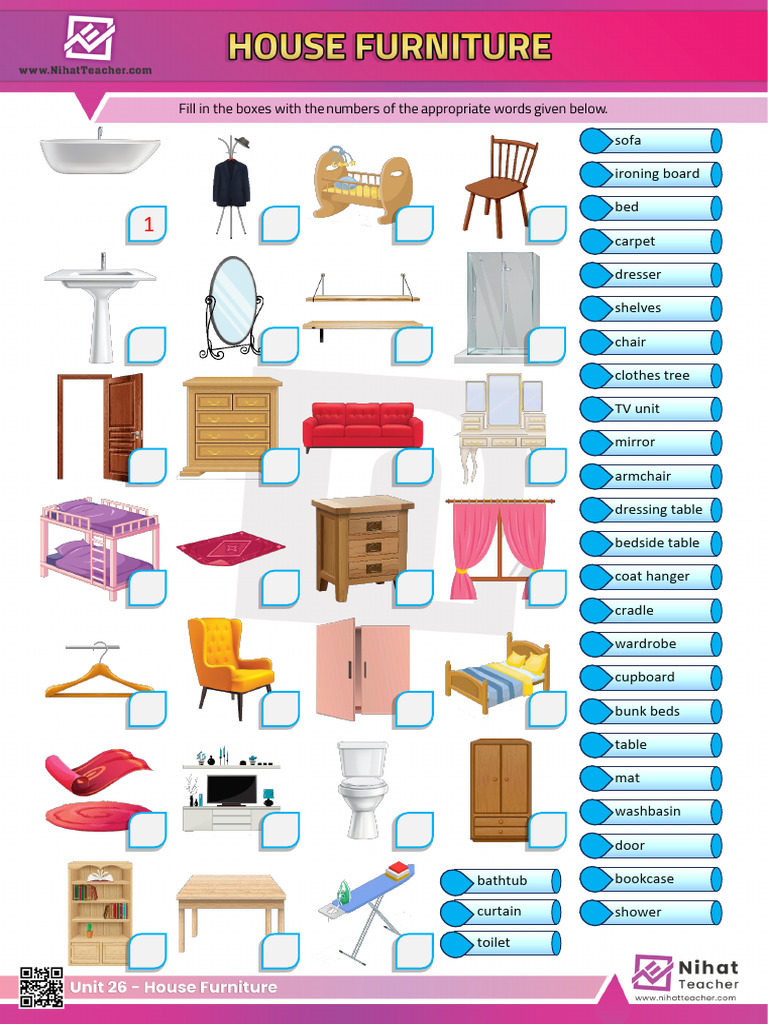 Unit 26 - House Furniture Worksheet 1 | PDF