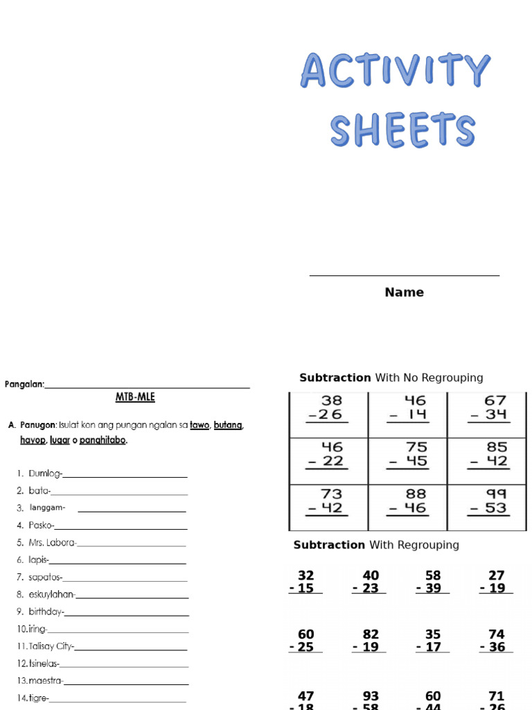 Activity Sheets | PDF