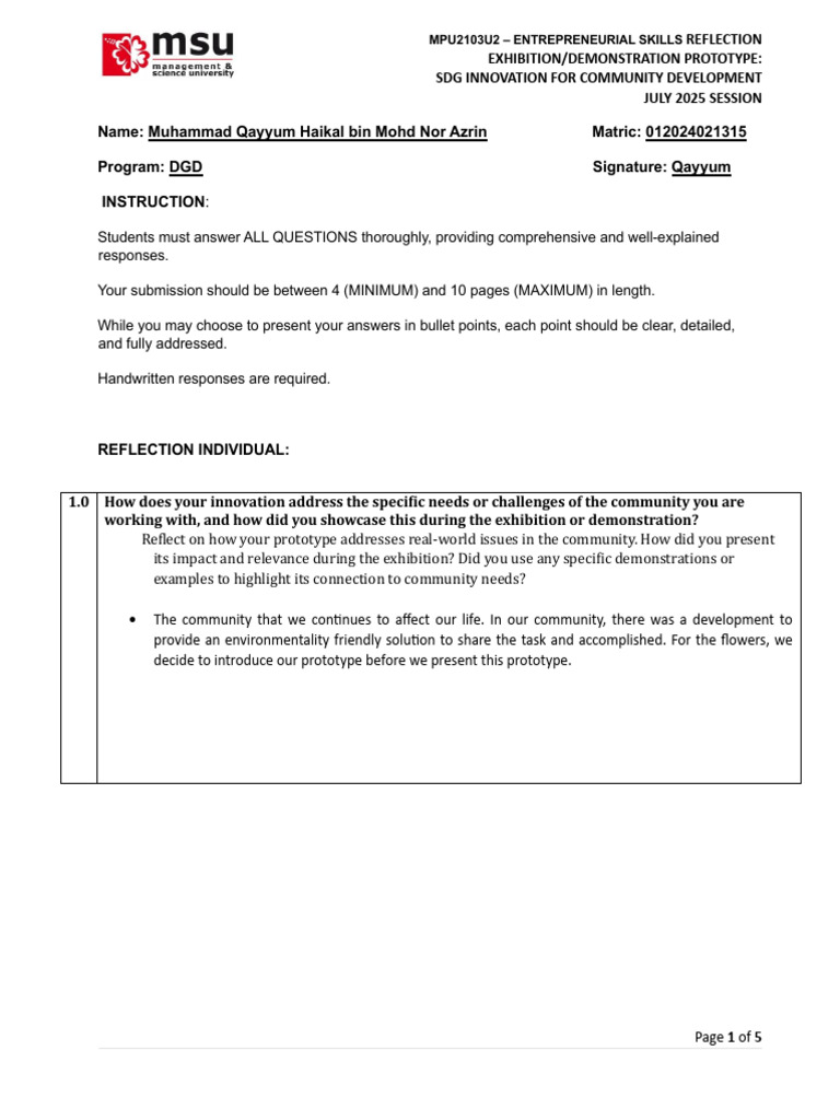 Form Reflection Project - Exhibition - Diploma - July 2025 2.0 | PDF ...