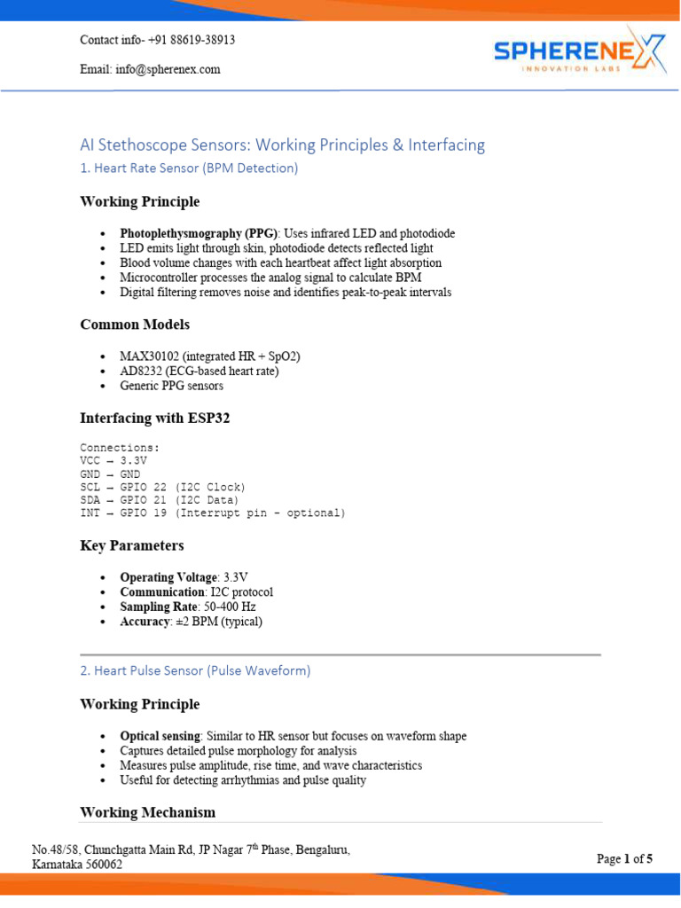 AI Stethoscope Sensor Guide | PDF | Pulse | Analog To Digital Converter