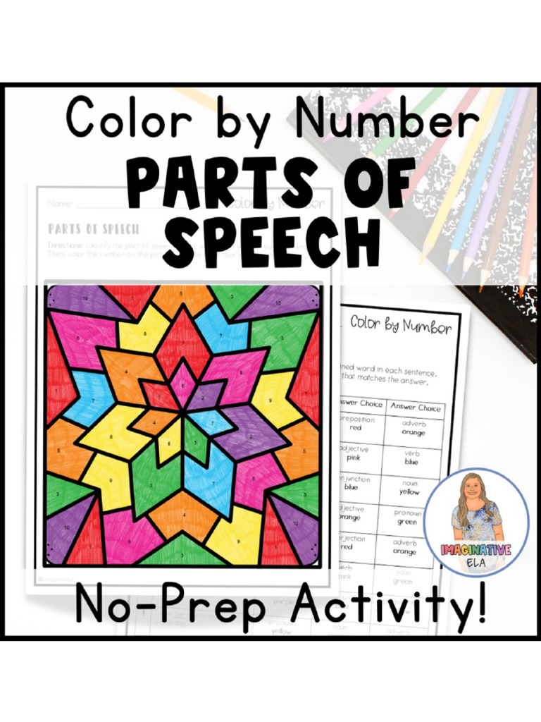 FreePartsofSpeechWorksheetfor6th7thGradeColorbyNumberActivity 1 | PDF