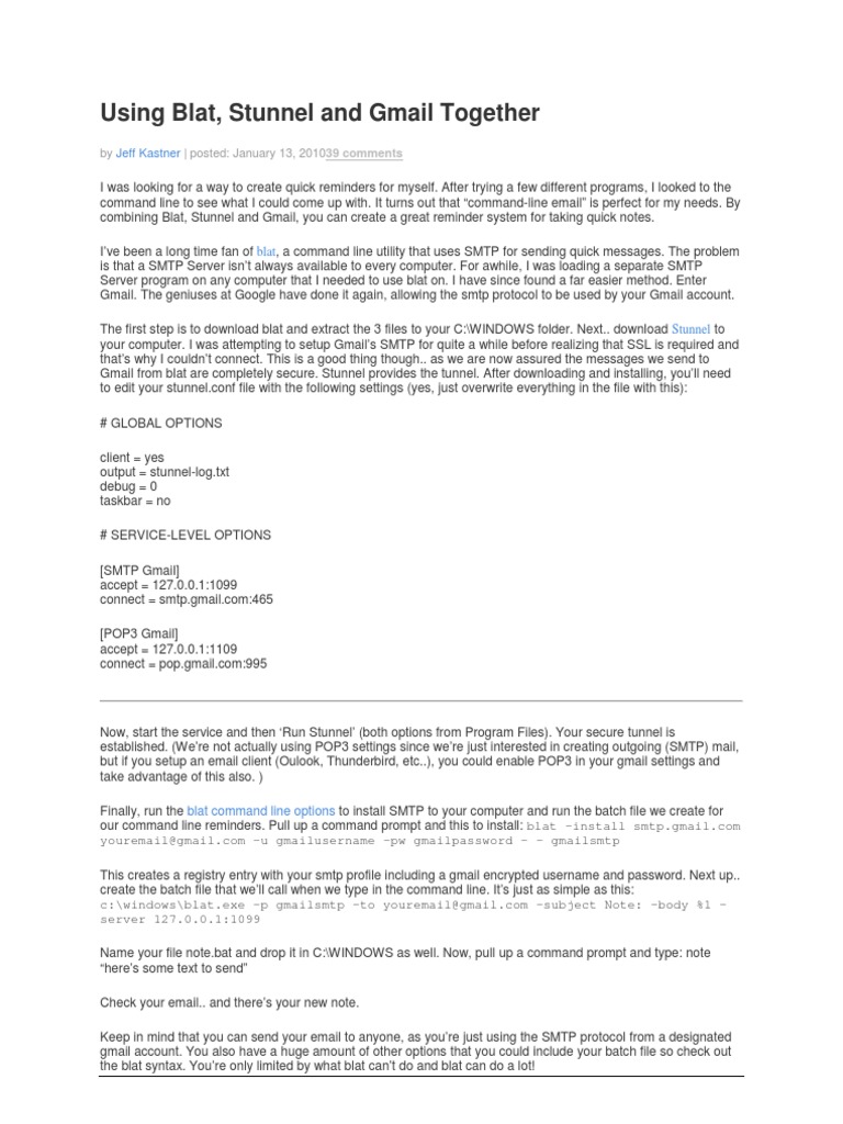 Using Blat | PDF | Gmail | Command Line Interface