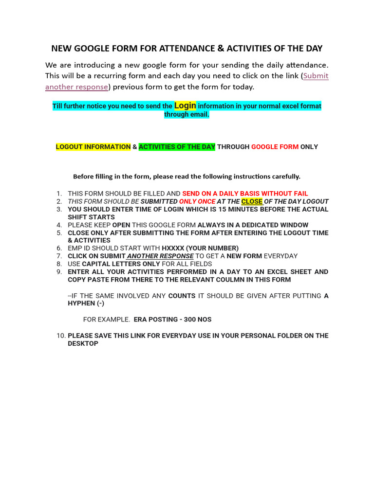 New Google Form For Attendance | PDF