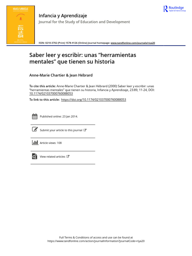 Saber Leer y Escribir Unas Herramientas Mentales Que Tienen Su Historia ...