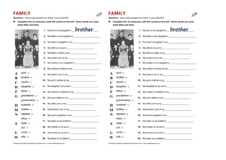 Family Vocabulary and 'S | PDF