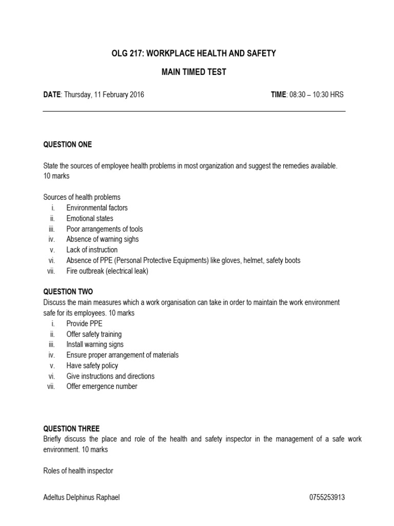 OLG 217-Questions With Alternative Solutions | PDF | Occupational ...