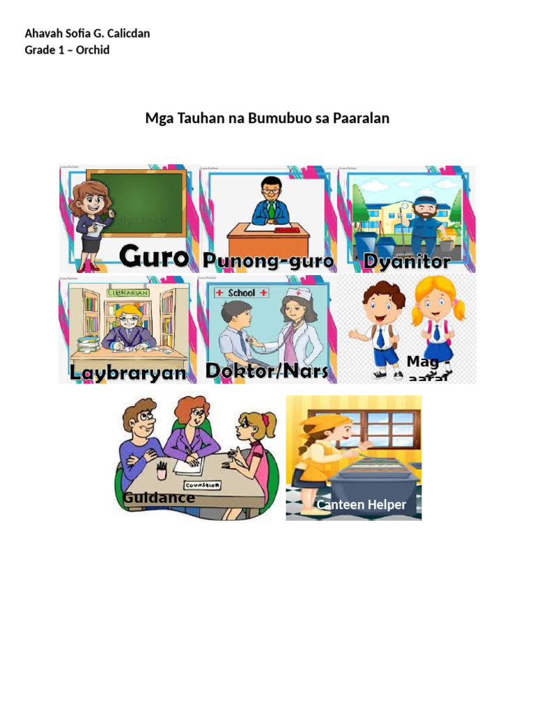 Mga Tauhan Sa Paaralan | PDF
