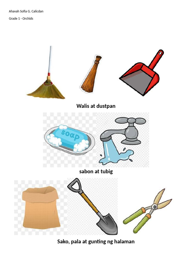 Mga Gamit Panlinis para sa Grade 1 | PDF