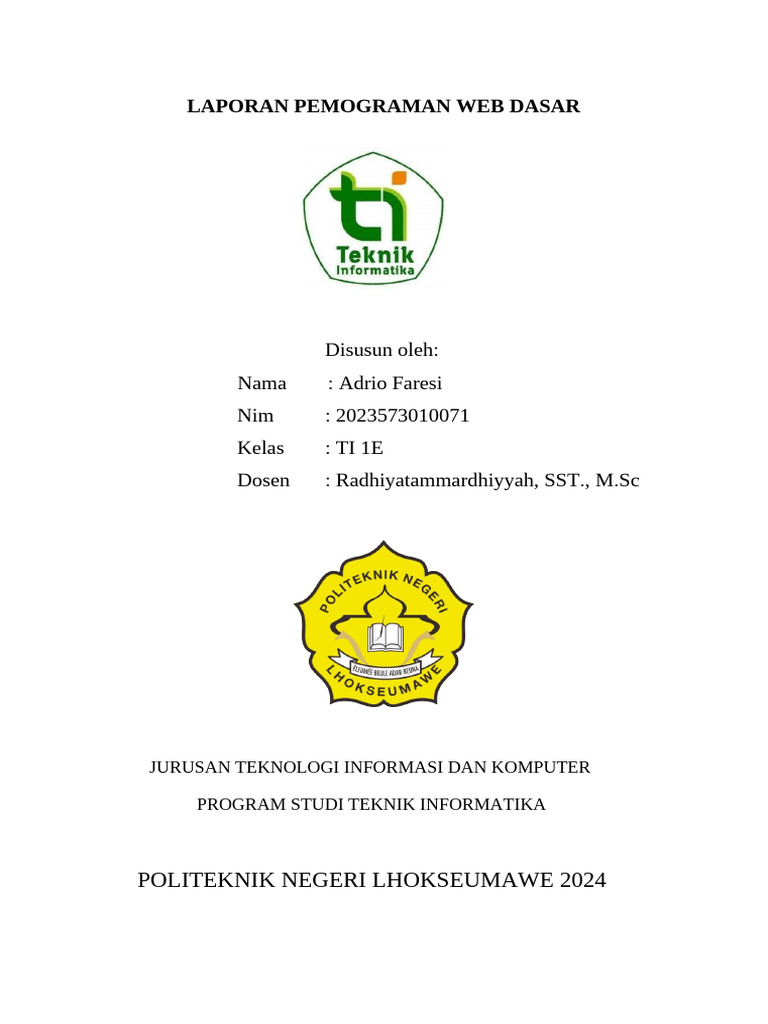 Laporan Pemograman Web Dasar | PDF