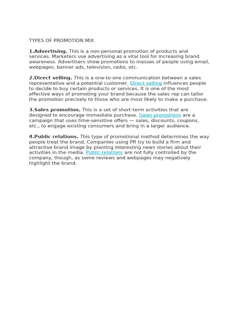 Types of Promotion Mix | PDF
