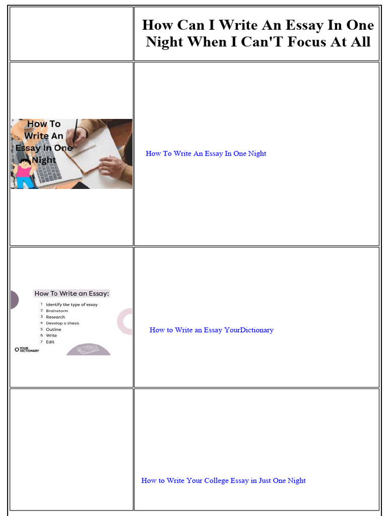 How Can I Write An Essay in One Night When I Can T Focus at All | PDF ...