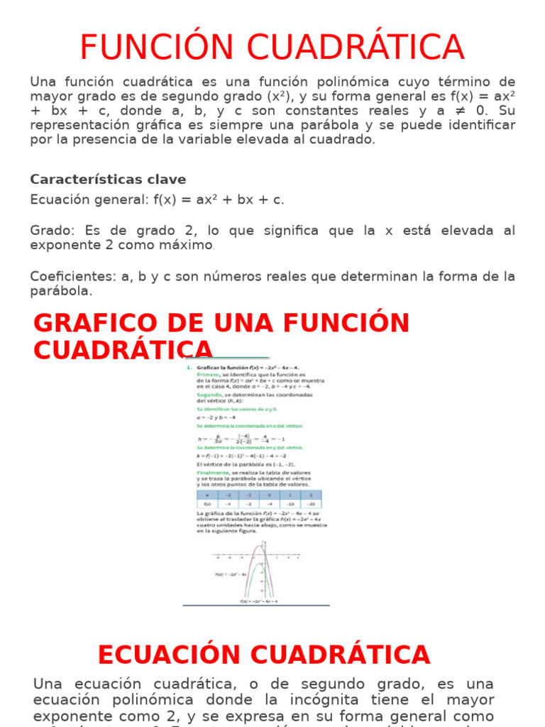Función y Ecuación Cuadrática Explicadas | PDF
