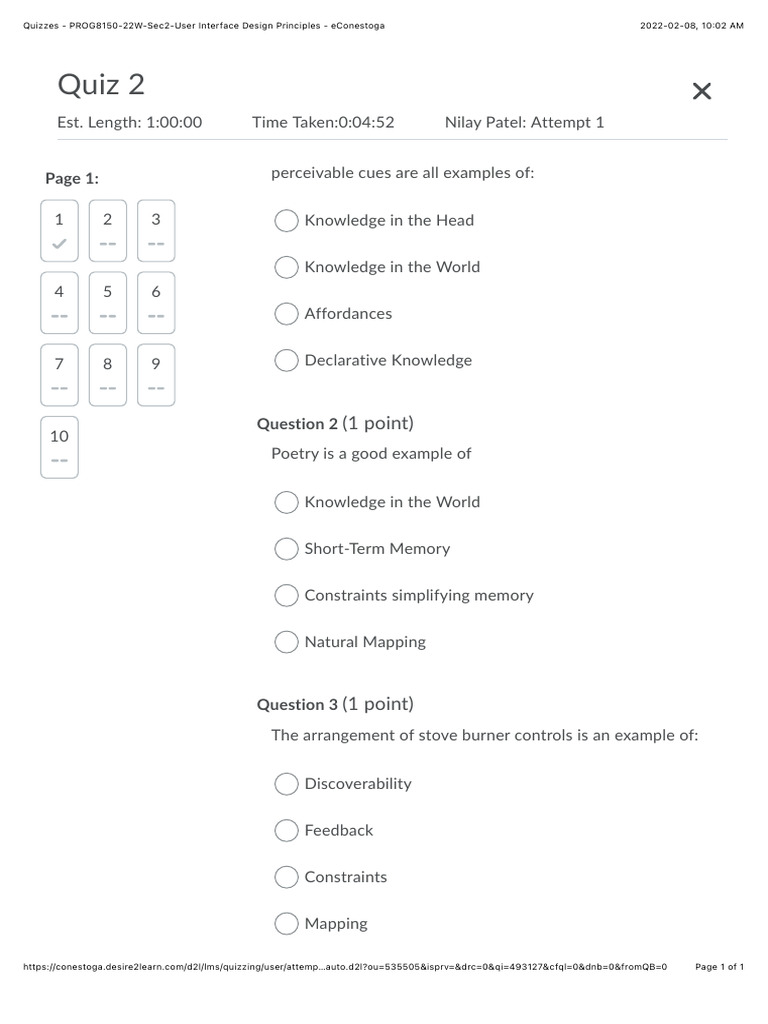 Quizzes - PROG8150-22W-Sec2-User Interface Design Principles ...