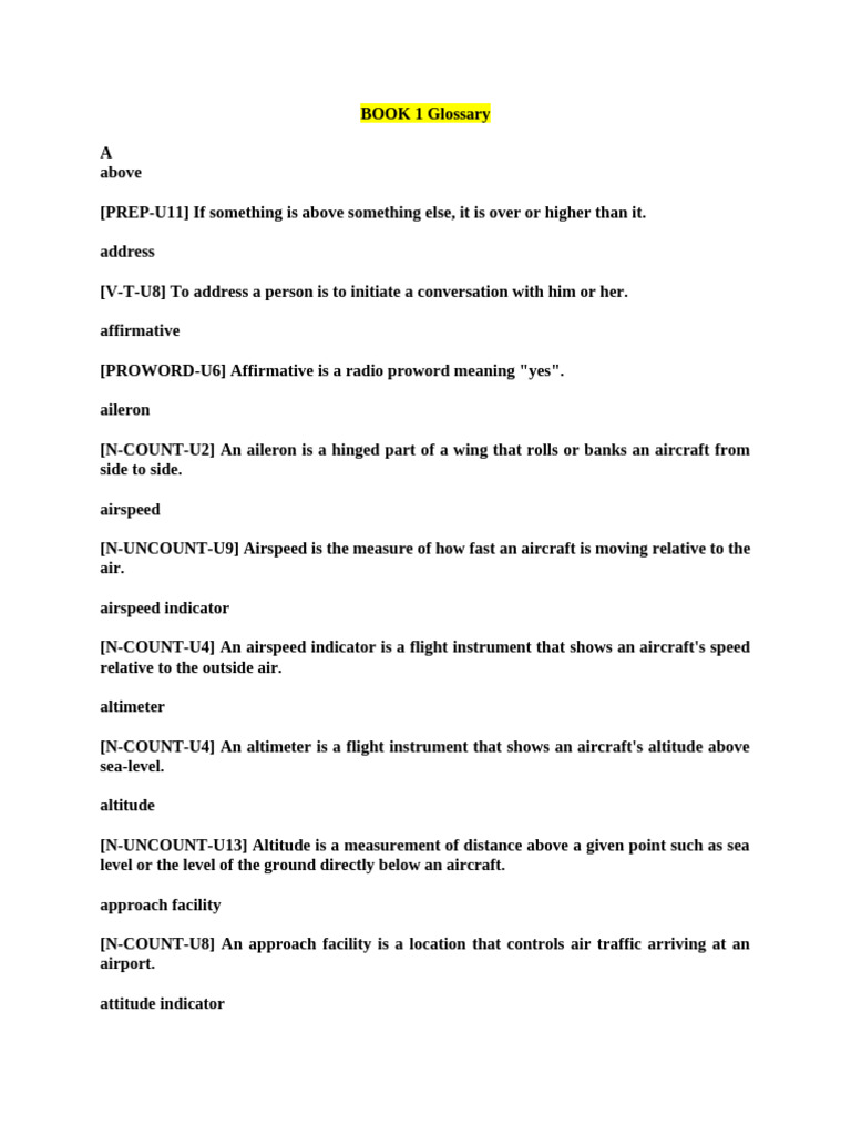 Aviation Terms Glossary | PDF | Aircraft | Air Traffic Control