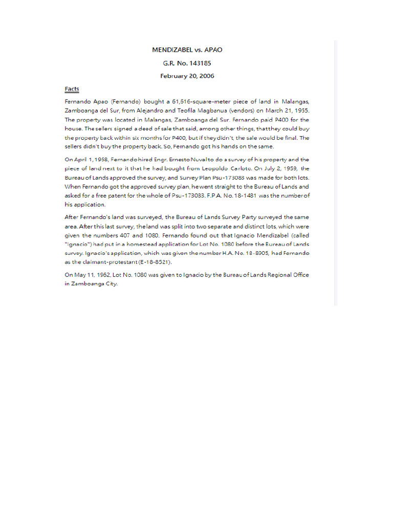 Mendizable Vs Apao | PDF