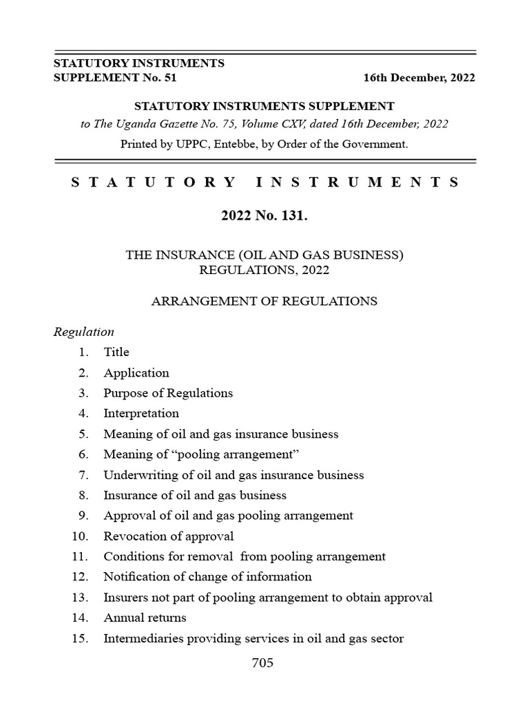 Oil and Gas Insurance Regulations 2022 | PDF | Insurance | Reinsurance