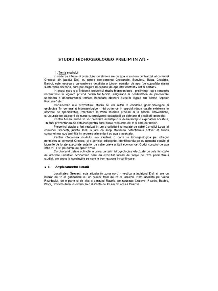 Studiu Hidrogeologic | PDF