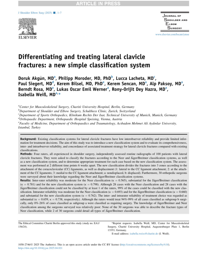 Differentiating and Treating Lateral Clavicle Fractures - A New Simple ...