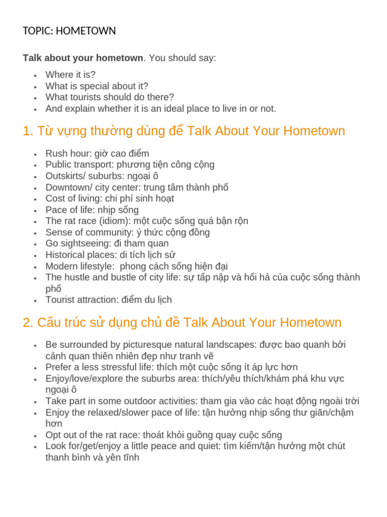 Topic Hometown | PDF