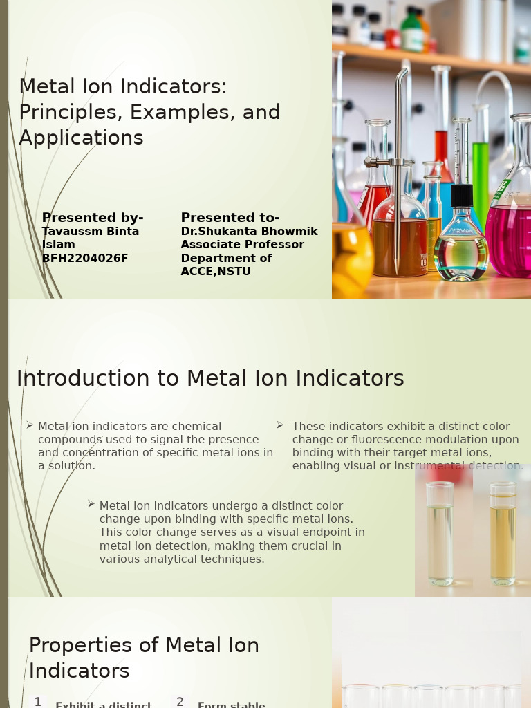 Metal Ion Indicators Principles Examples and Applications 1 | PDF ...