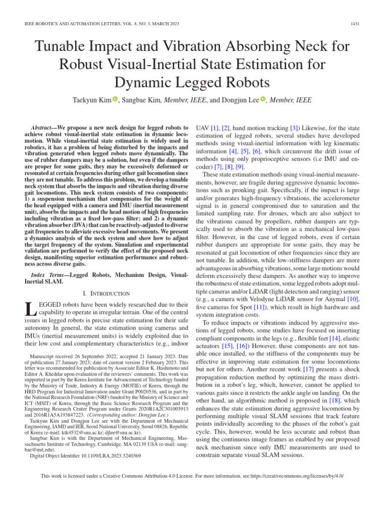 Tunable Neck for Legged Robot Stability | PDF | Robotics | Horse Gait