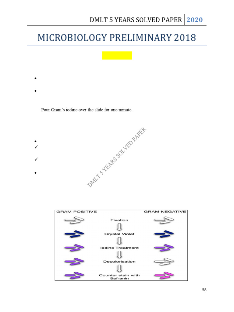 DMLT Microbiology Exam Paper 2020 | PDF | Staining | Urinary Tract ...