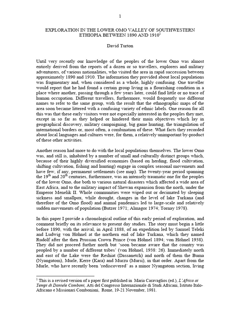 Early Exploration of Lower Omo Valley | PDF