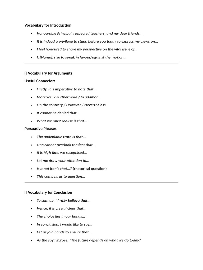 Effective Speech Vocabulary Guide | PDF