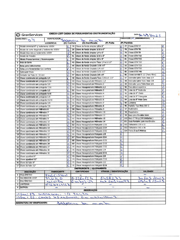 Check List Embarque Jefferson 10-09-25 | PDF