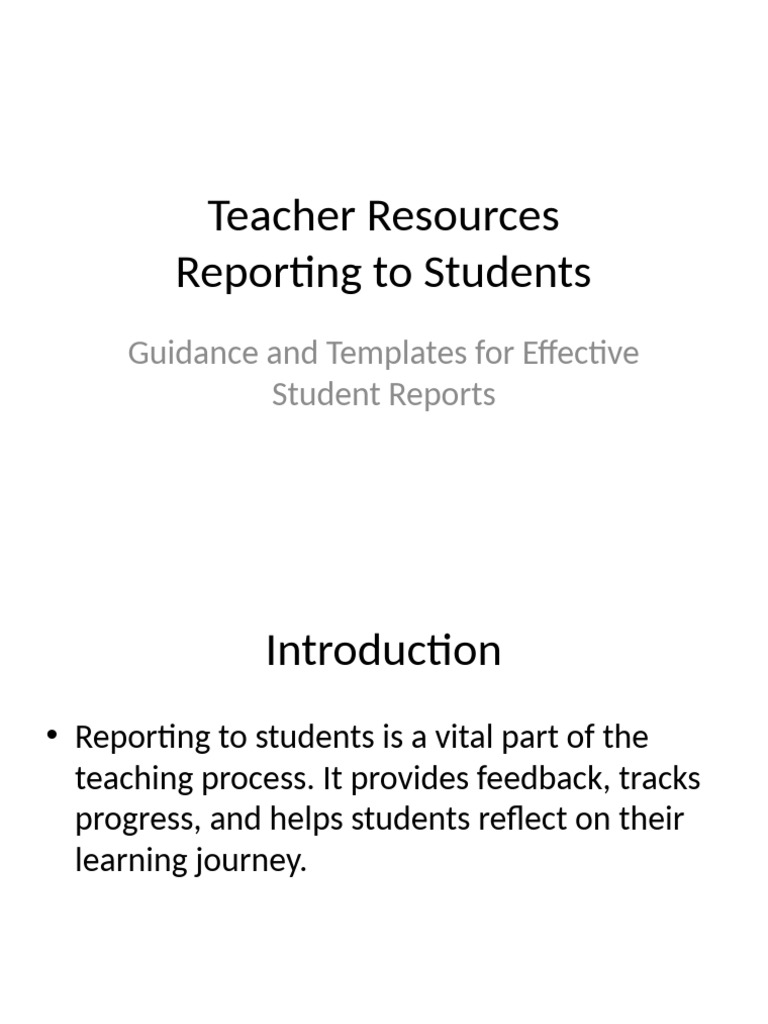 Teacher Reports To Students | PDF