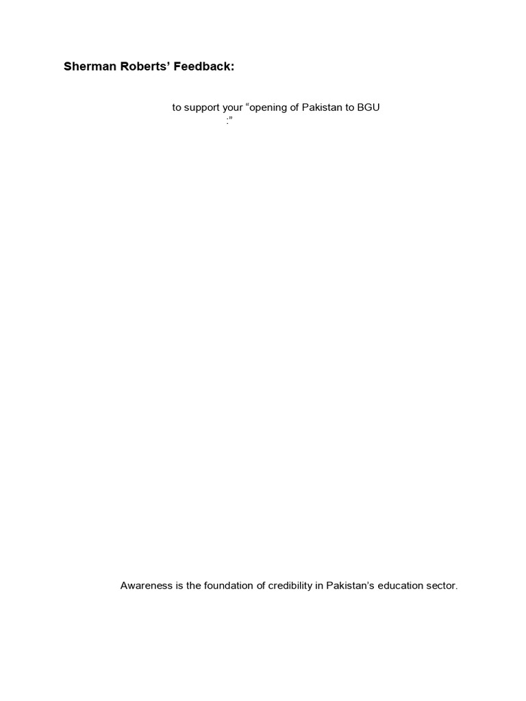 BGU Pakistan Proposal Response Document | PDF | Credibility