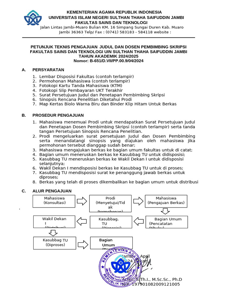 Pengajuan Judul Dan SK Pembimbing FST | PDF