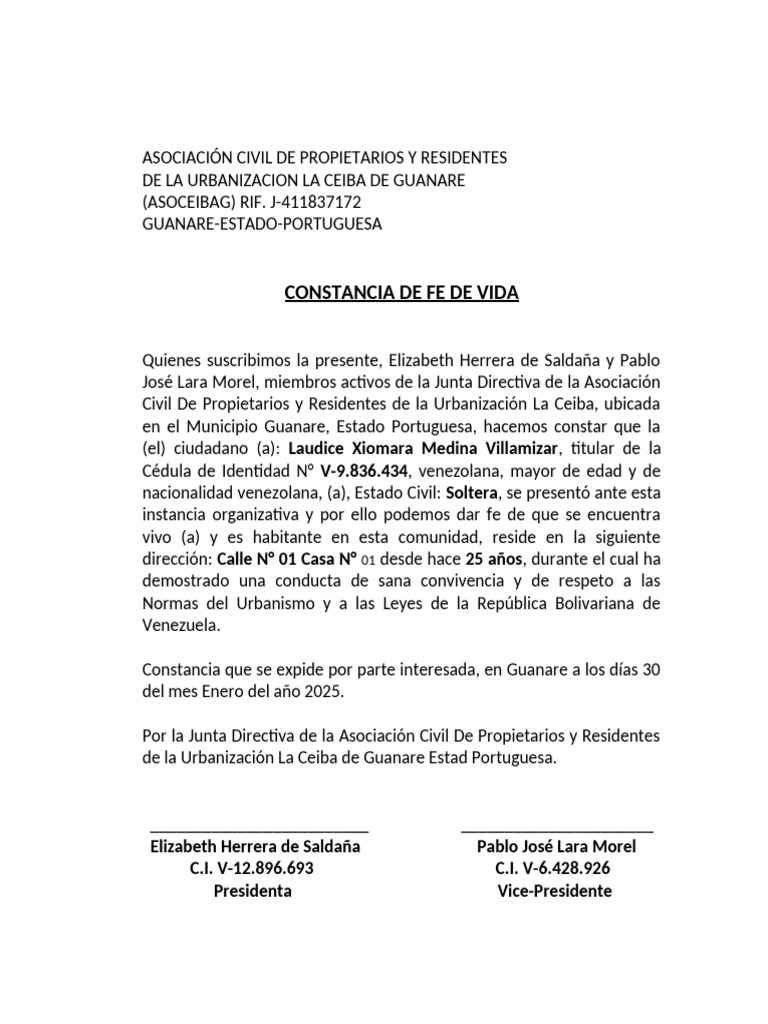 FE de Vida Laudice | PDF