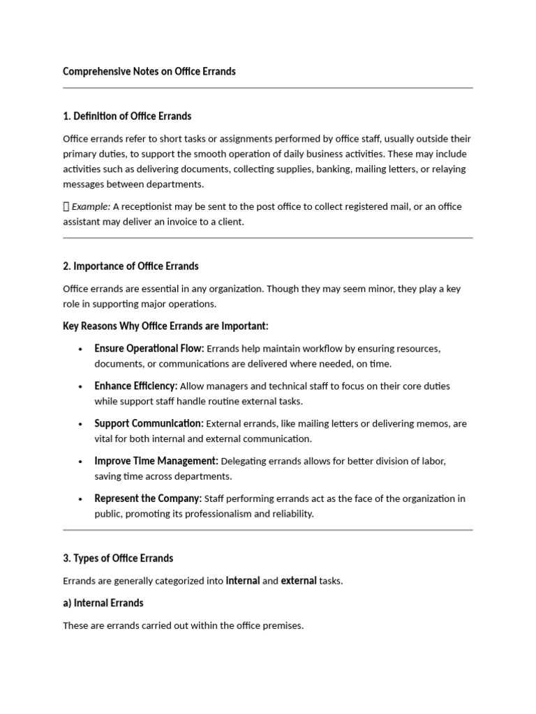 Essential Guide to Office Errands | PDF | Mail | Communication