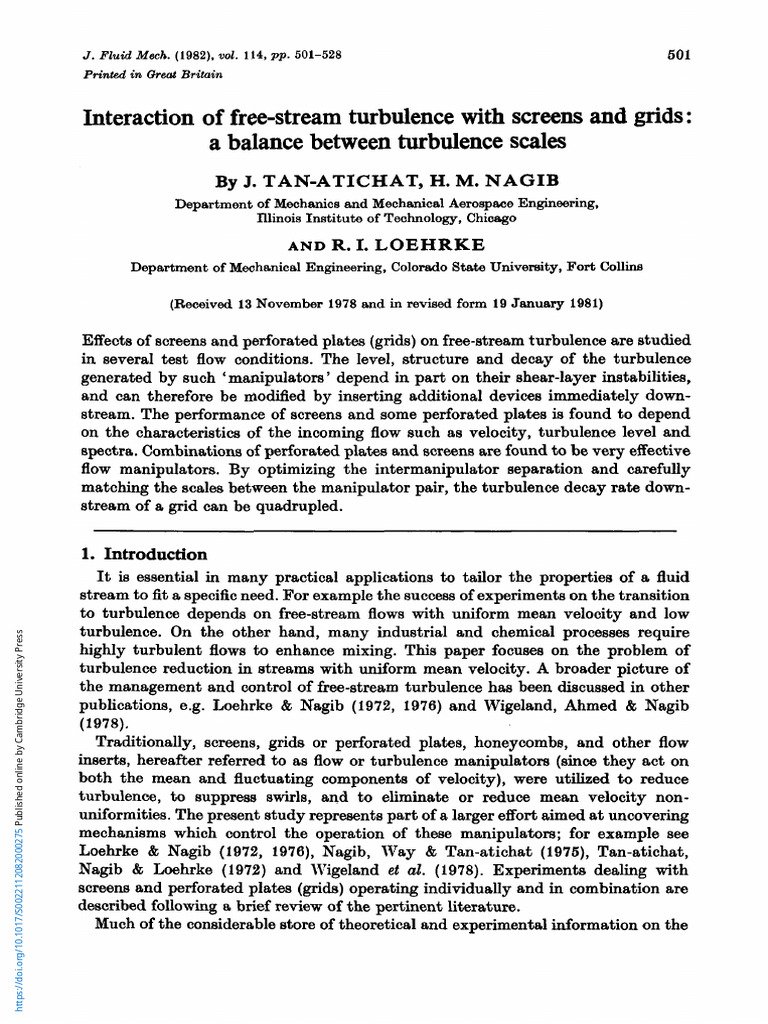 Interaction of Free Stream Turbulence With Screens and Grids A Balance ...