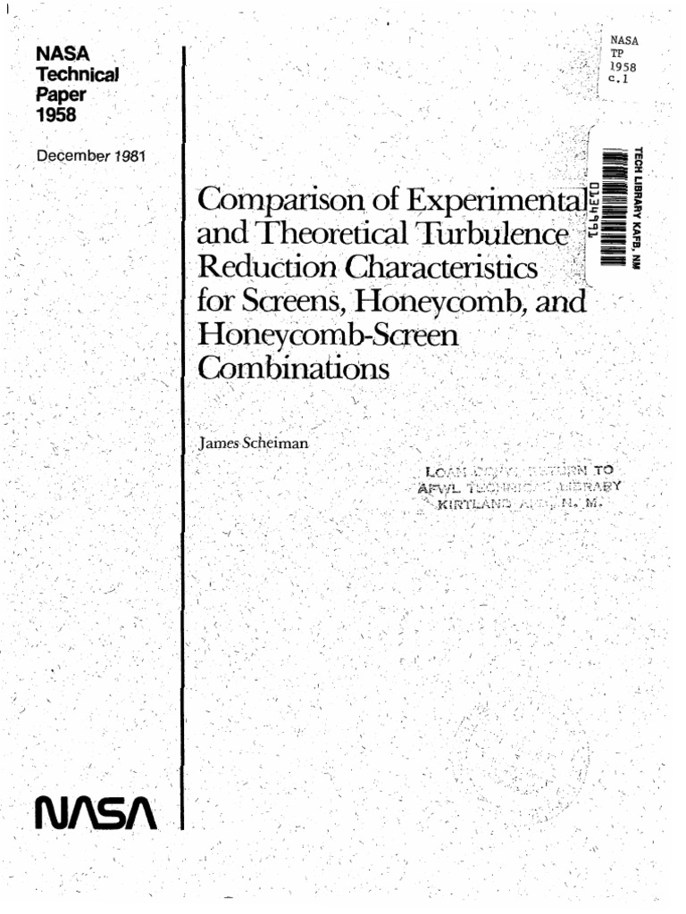 Comparison of Experimental and Theoretical Turbulence Reduction by NASA ...