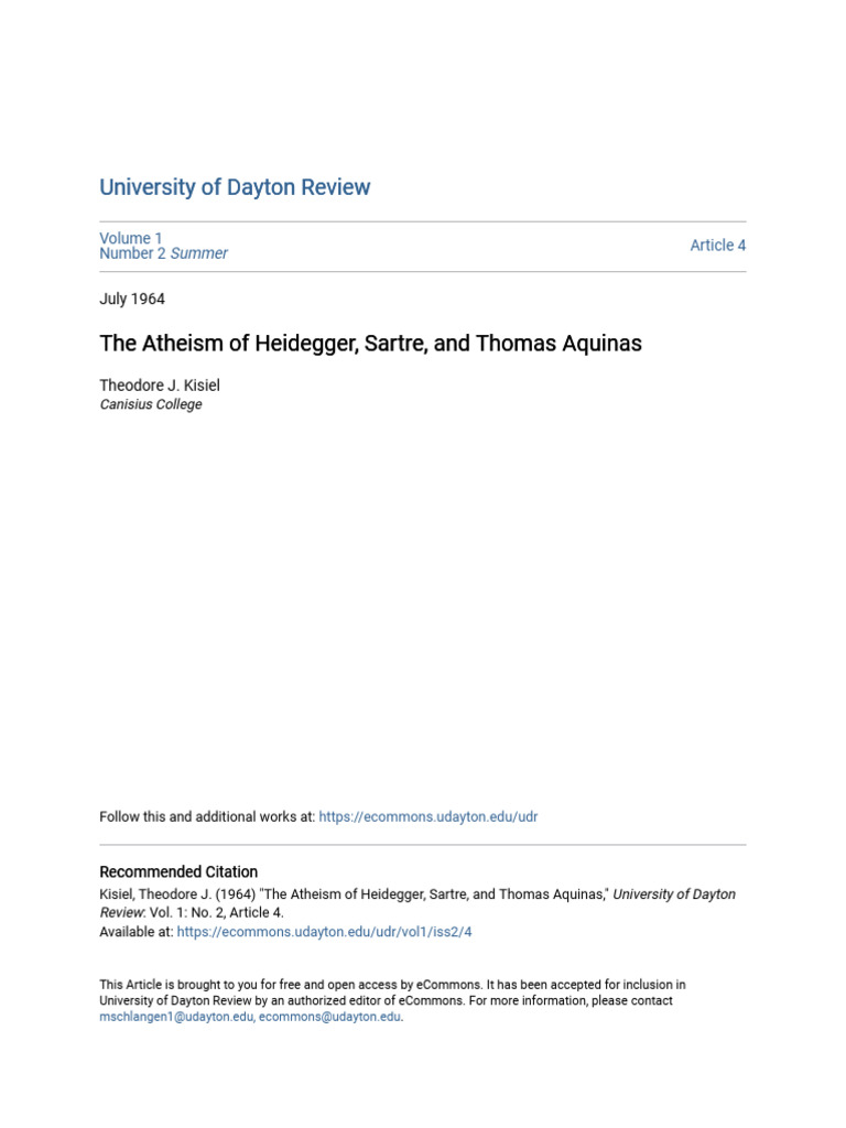 Atheism in Heidegger and Sartre | PDF | Existentialism | Nothing